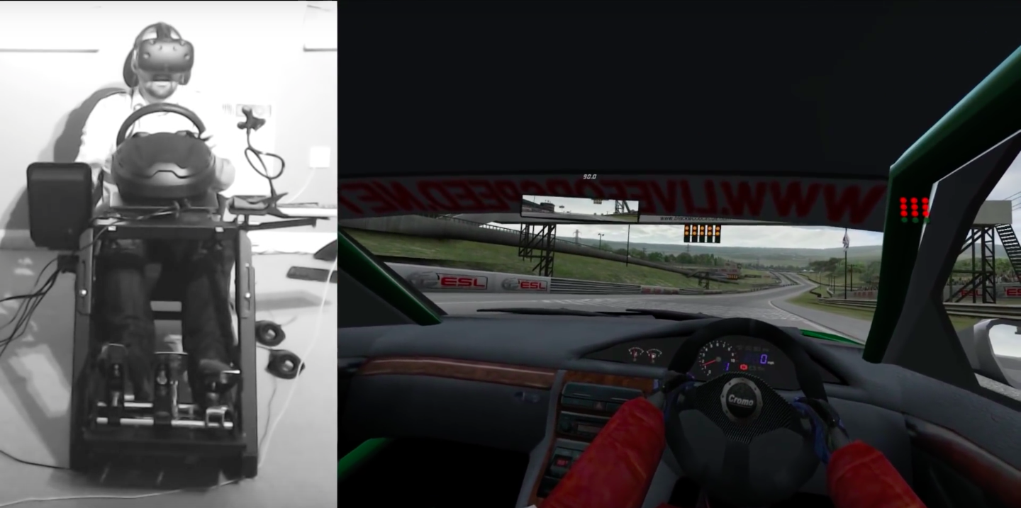 Gamermuscle Tests HTC Vive VR And Live For Speed - Inside Sim Racing